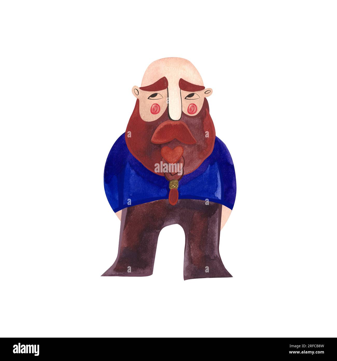 Watercolor gnome with ginger beard in green costume. Autumn. Isolated ...