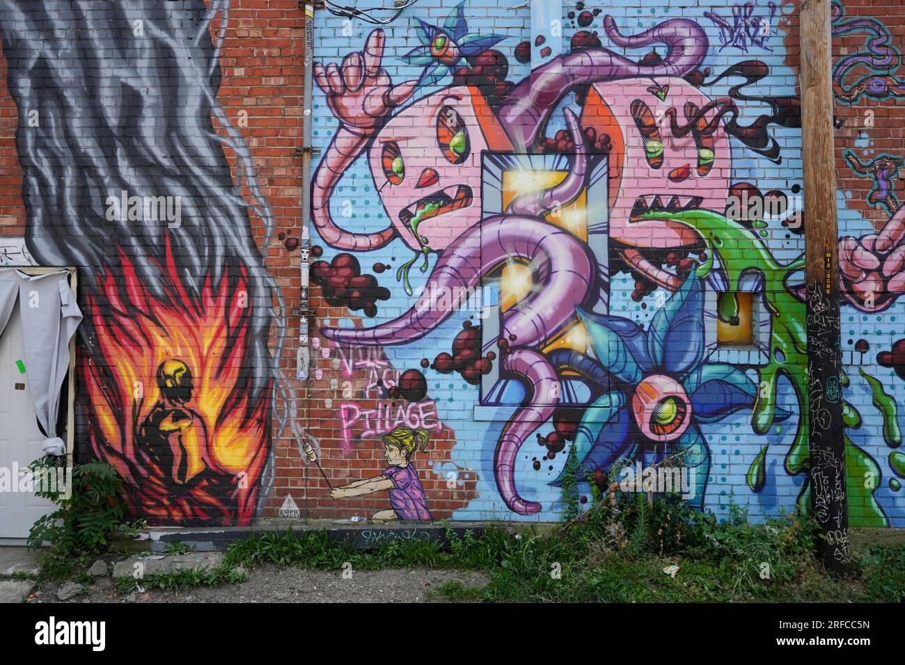 A mural done by artist Chris Gliebe, also known as "The Devious", is ...