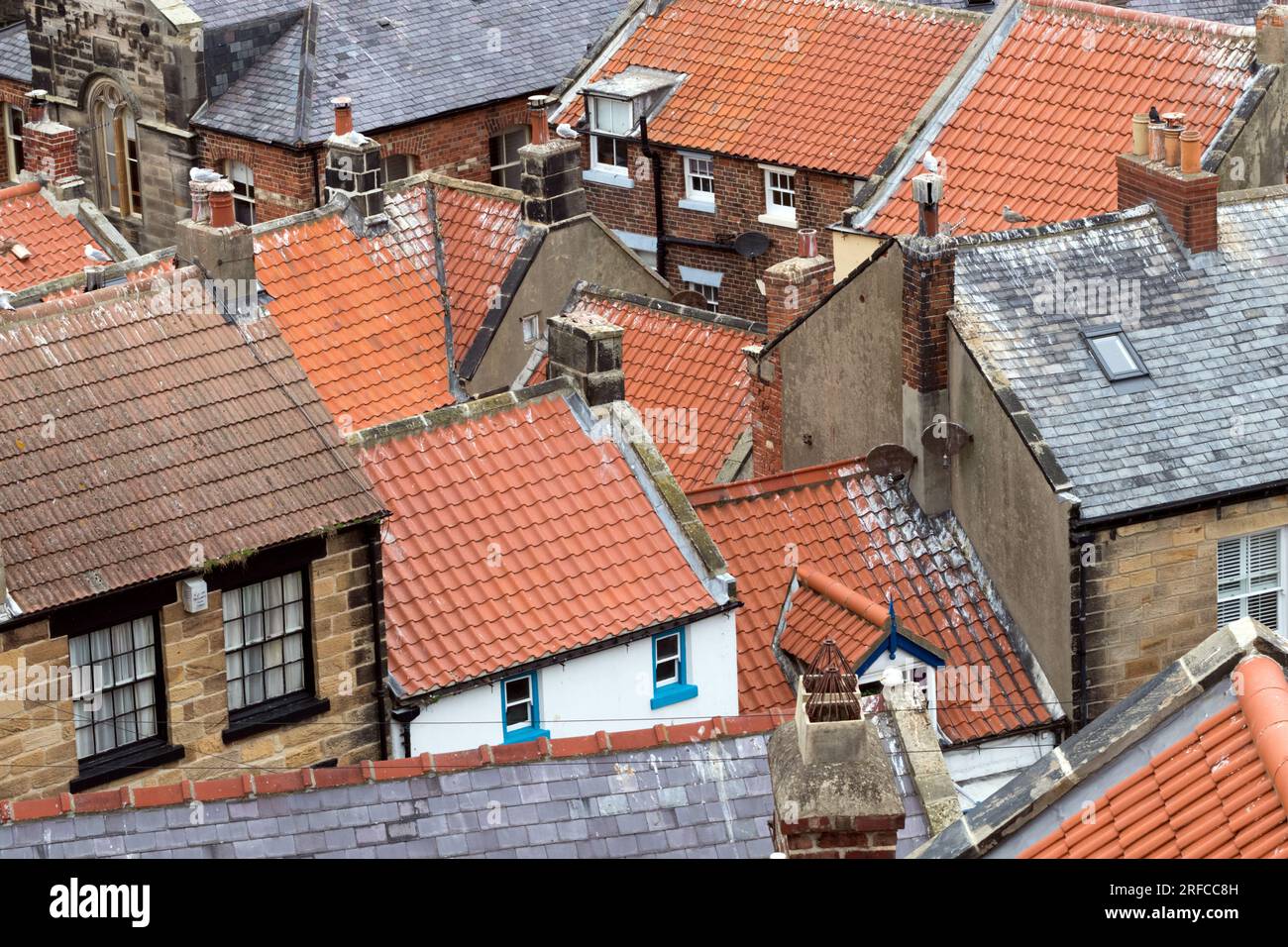 Rooftops of cottages in Staithes, North Yorkshire Coast Stock Photo - Alamy