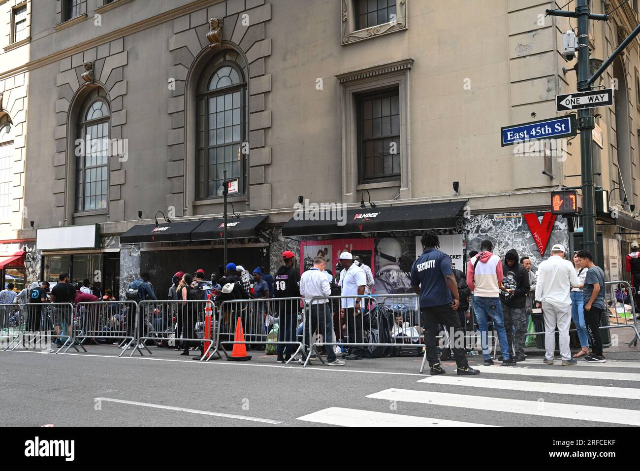 Asylum seekers camp outside the Roosevelt Hotel on the sidewalks along ...