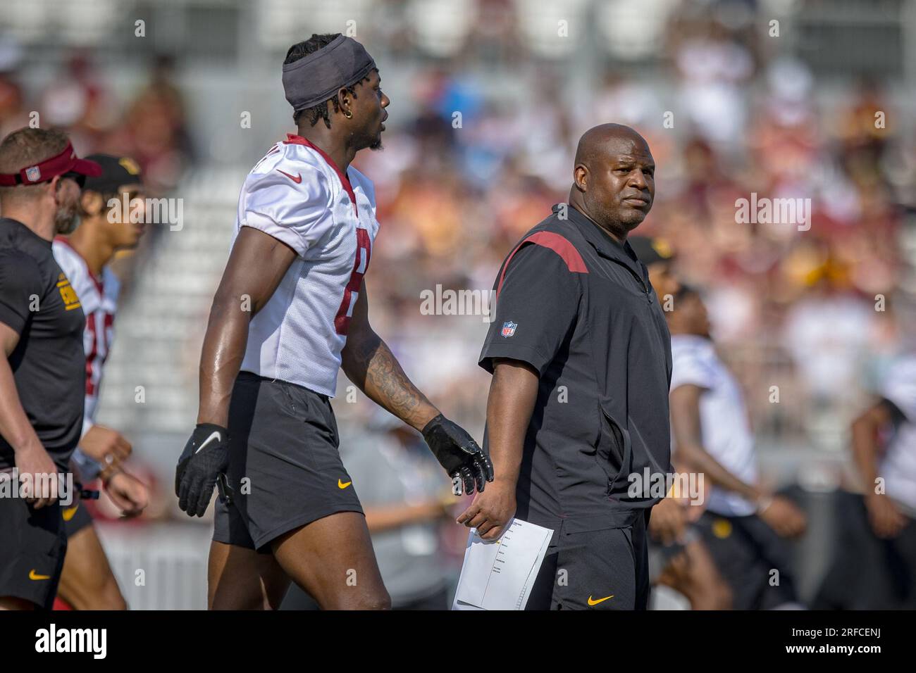 Ashburn, Virginia, USA. 29th July, 2023. VA, USA: Washington Commanders offensive coordinator ...