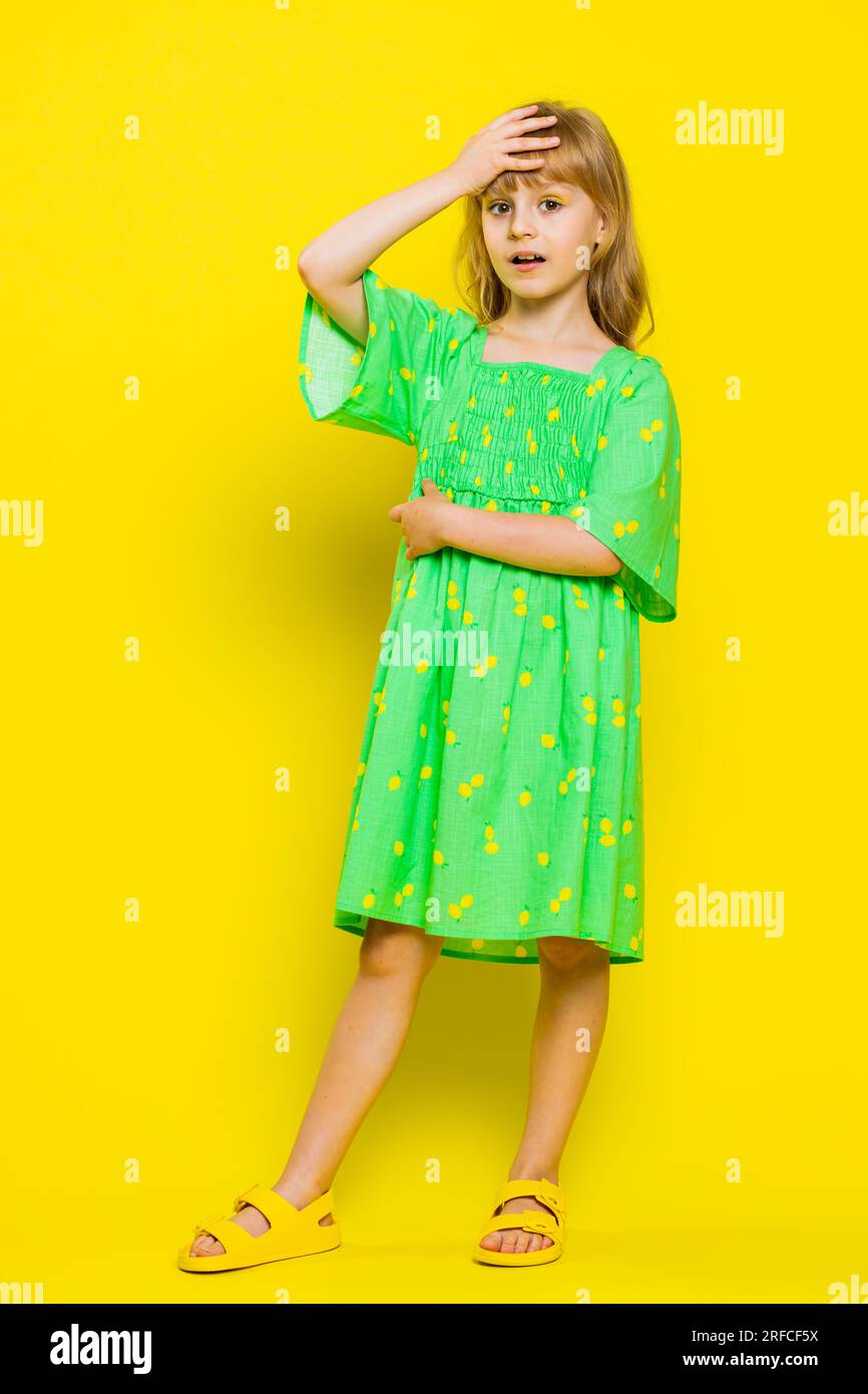 Face palm. Shame on you. Upset young blonde child girl kid making face ...