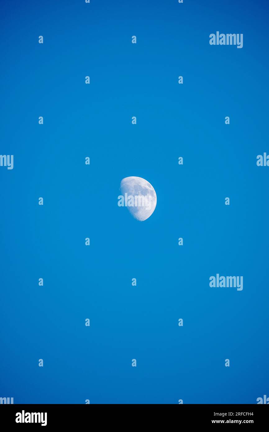 Half moon in daytime sky Stock Photo - Alamy