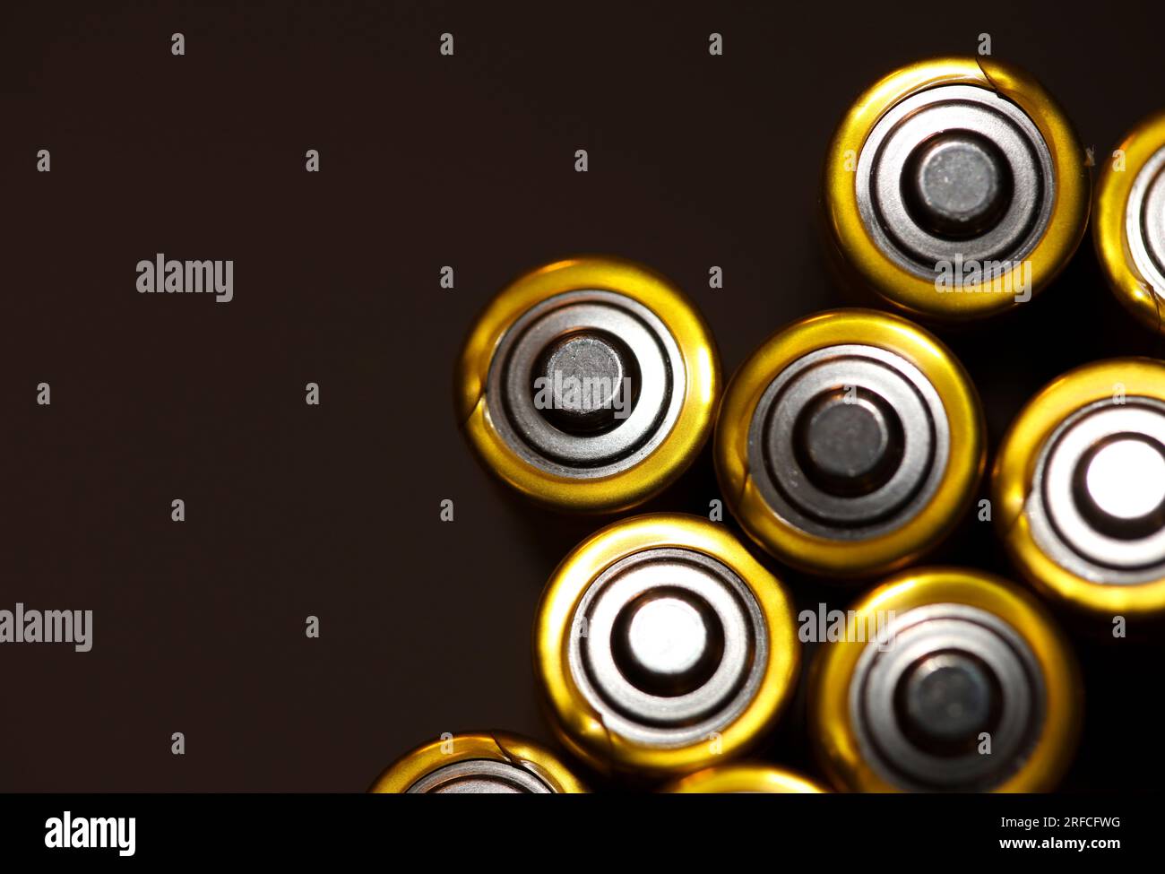 Close up background of various alkaline rechargeable batteries AA for ...