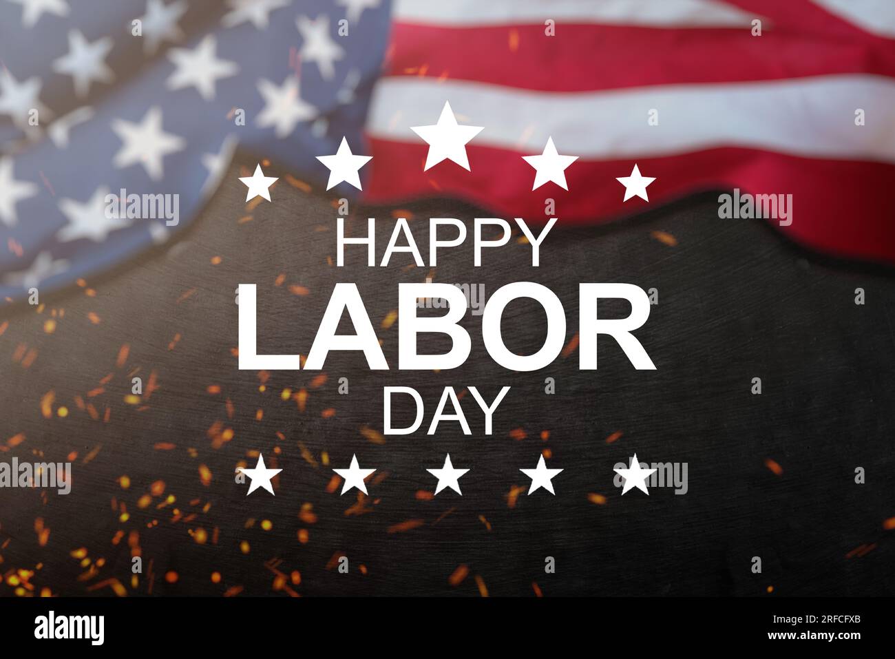 Happy Labor day concept. American flag with different construction ...