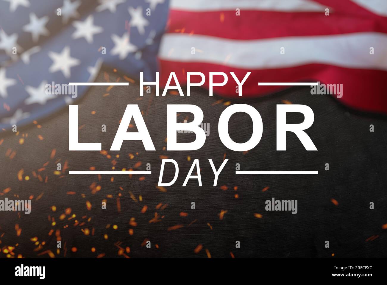 Happy Labor day concept. American flag with different construction ...