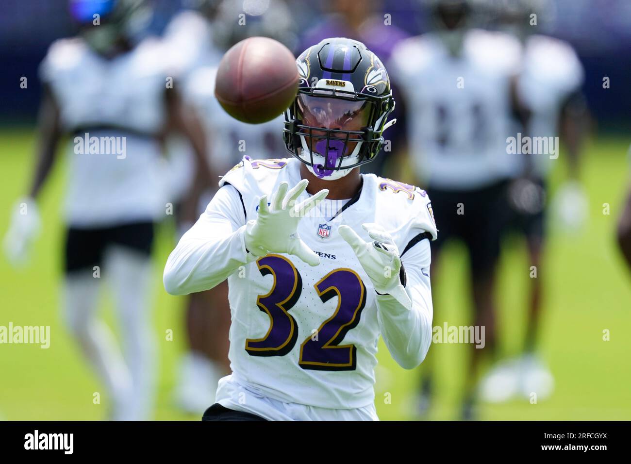 Baltimore Ravens safety Marcus Williams works out during his team's NFL ...