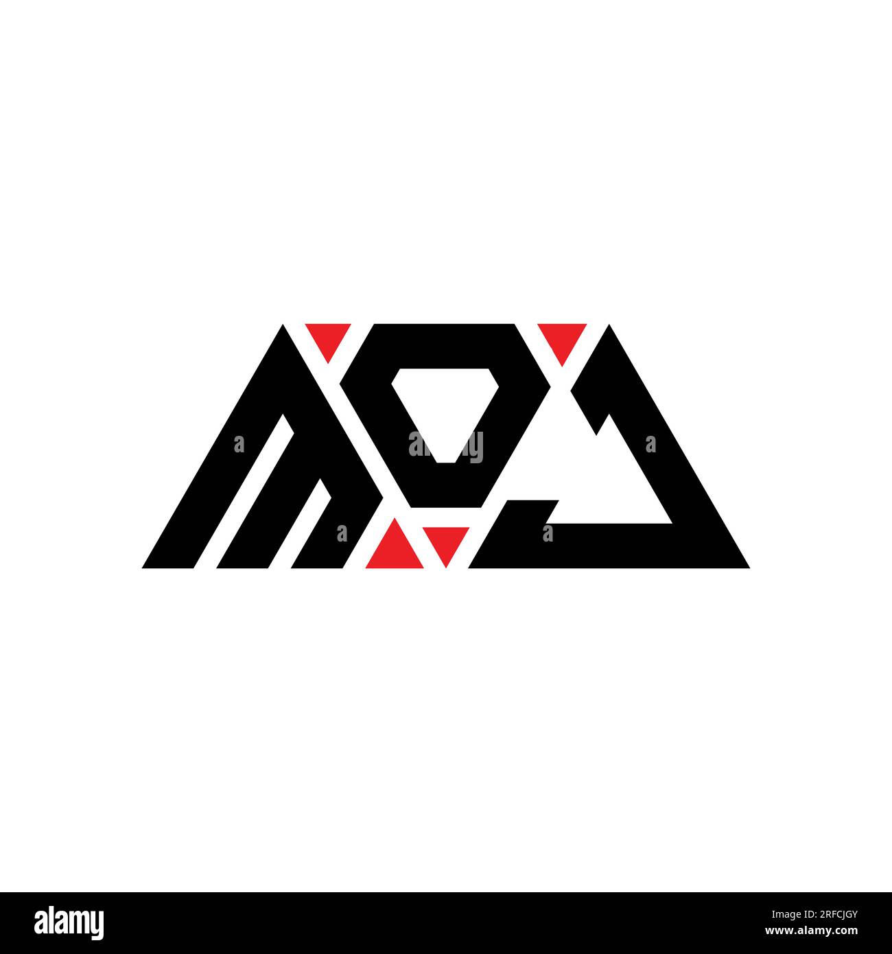 MOJ triangle letter logo design with triangle shape. MOJ triangle logo ...