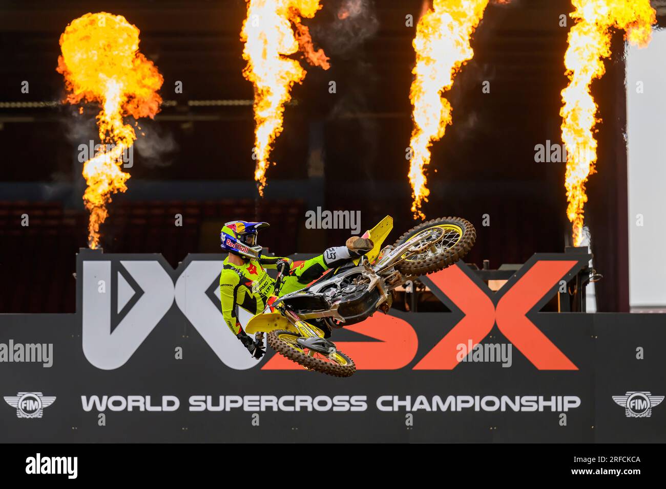 Ken Roczen (1), of Germany and Pipes Motorsports Group, races during ...