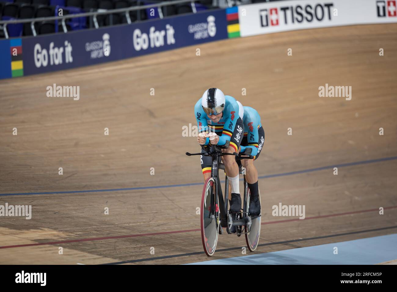 Glasgow, UK. 02nd Aug, 2023. Belgian Jonas Goeman and Belgian Milan ...