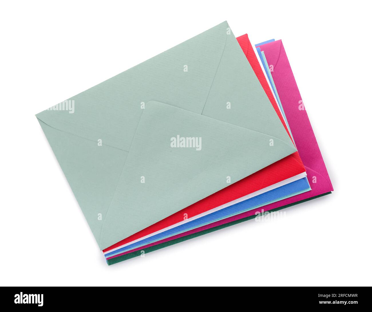Stack of envelopes on white background Stock Photo - Alamy