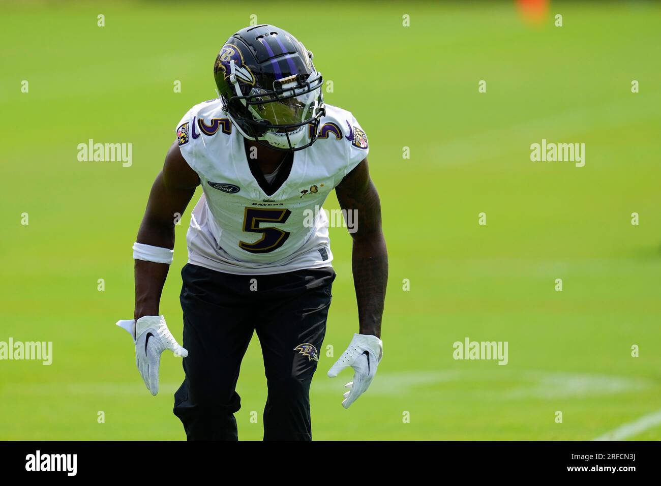 Baltimore Ravens cornerback Jalyn Armour-Davis works out during his ...