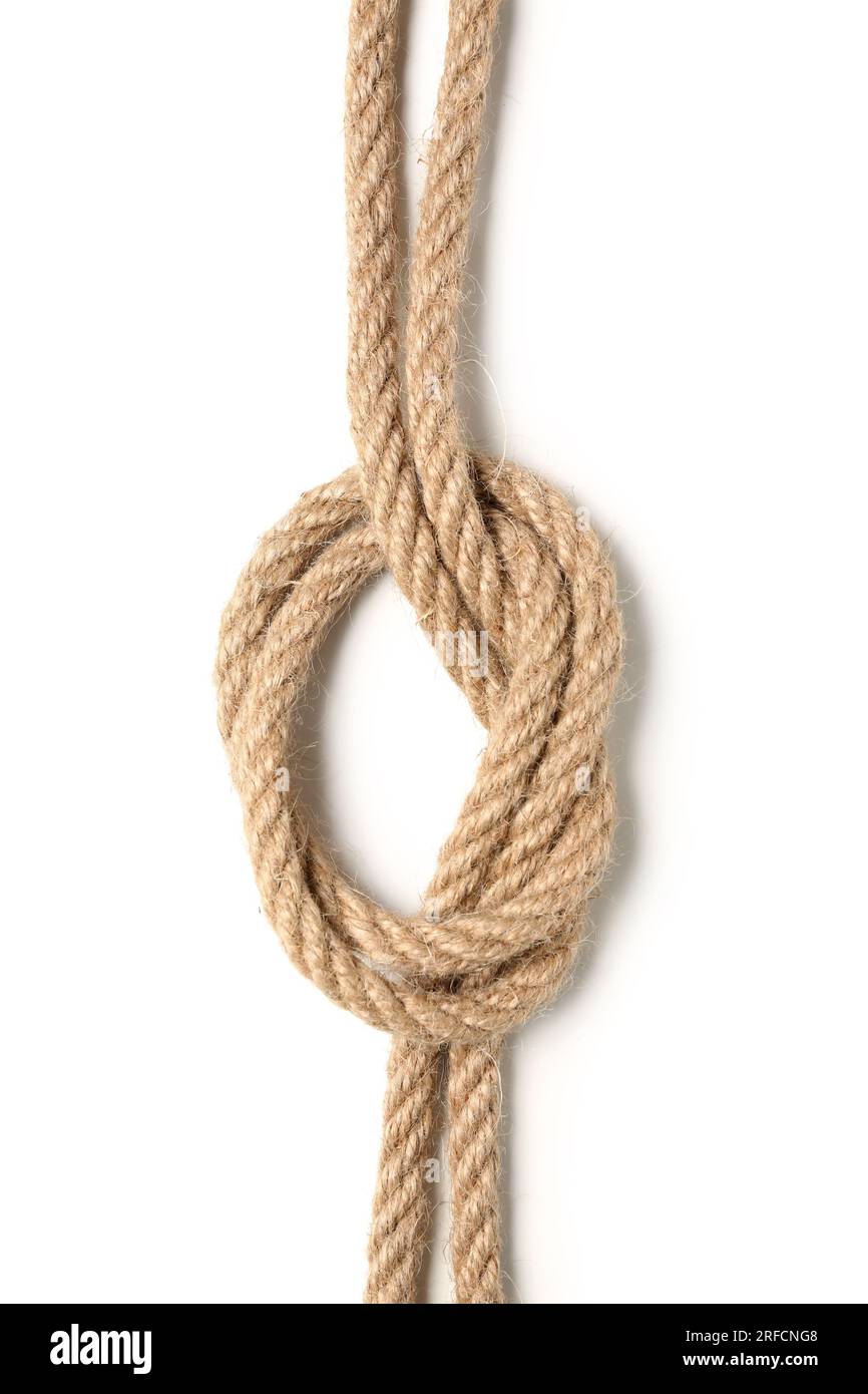 Ropes with knot on white background Stock Photo - Alamy