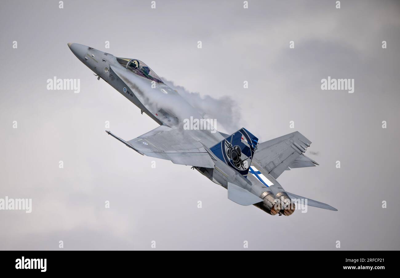 Finnish F/A-18C Hornet from Fighter Squadron 11 during display at The ...