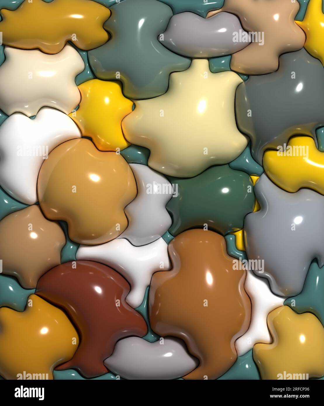 Abstract background with various inflated figures, 3D rendering illustration Stock Photo - Alamy