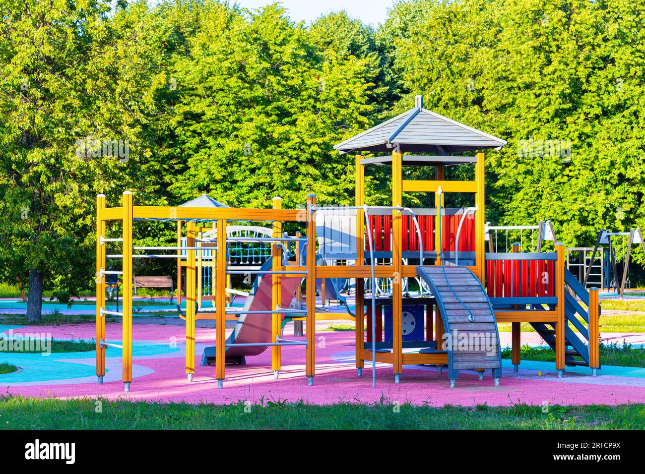 children's town on a deserted playground in the park. playground ...