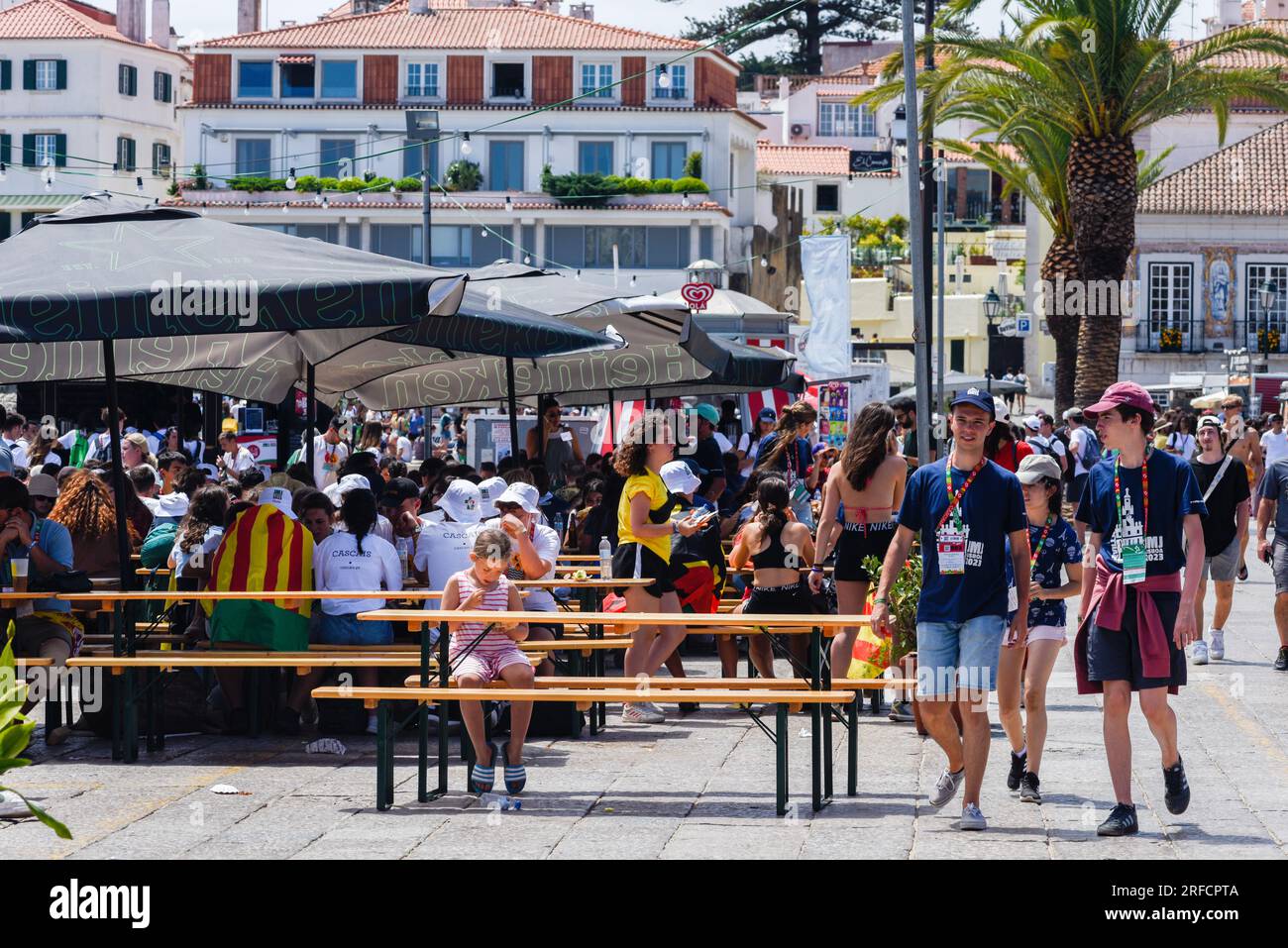 Cascais, Portugal - August 2, 2023: Catholic youngsters from multiple ...