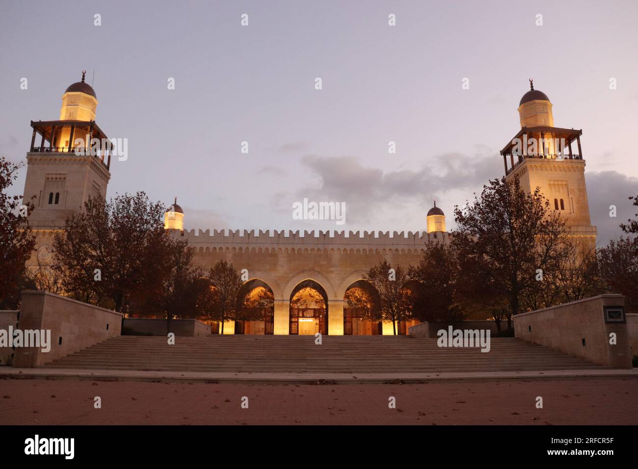 Beautiful Islamic golden mosque with four minarets in Amman, Jordan ...