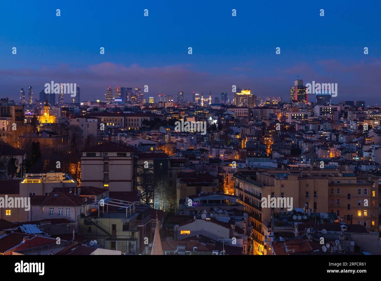 A picture of the buildings of the Beyoglu district, with high offices ...