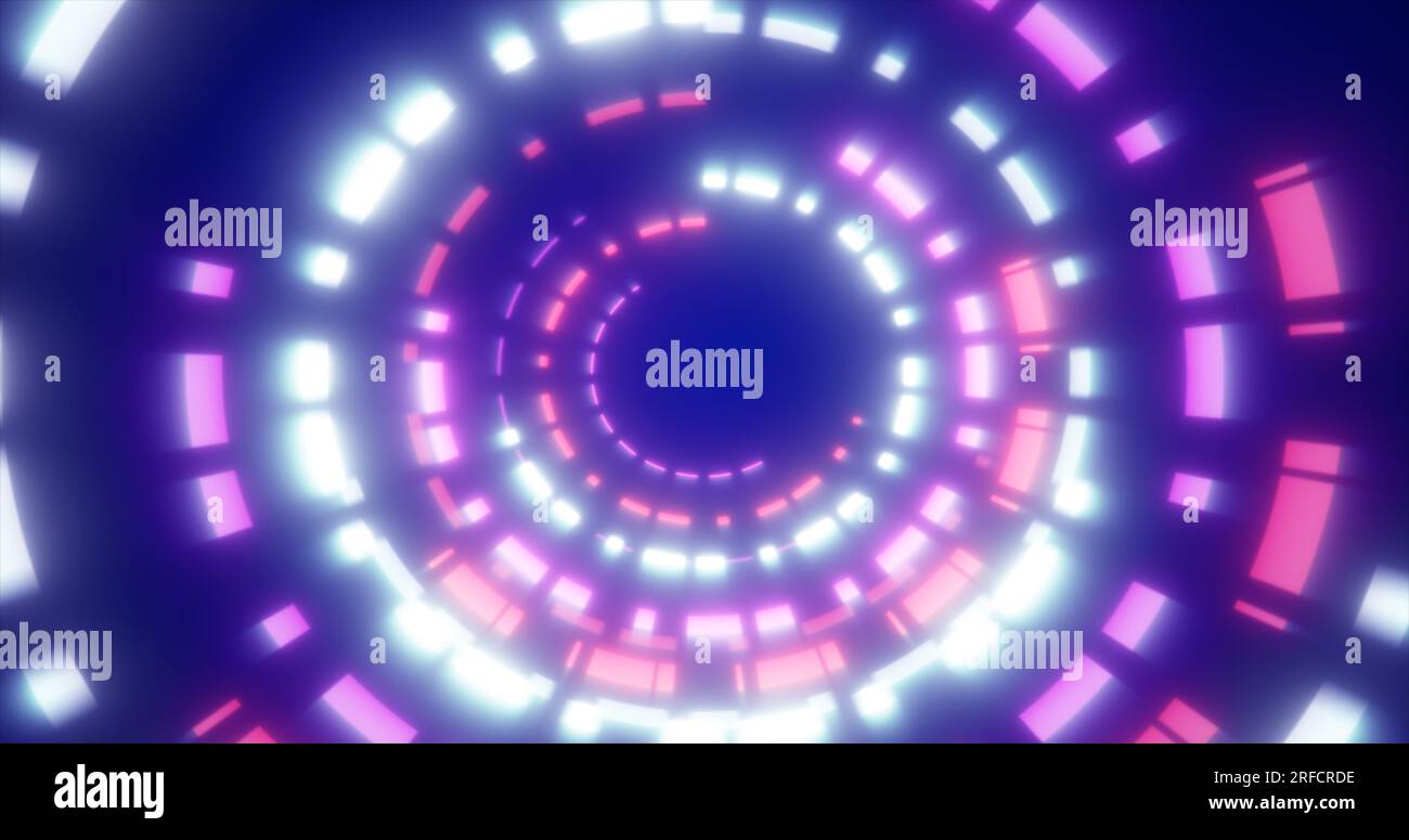 Abstract round swirling rings HUD elements blue and purple from flying ...