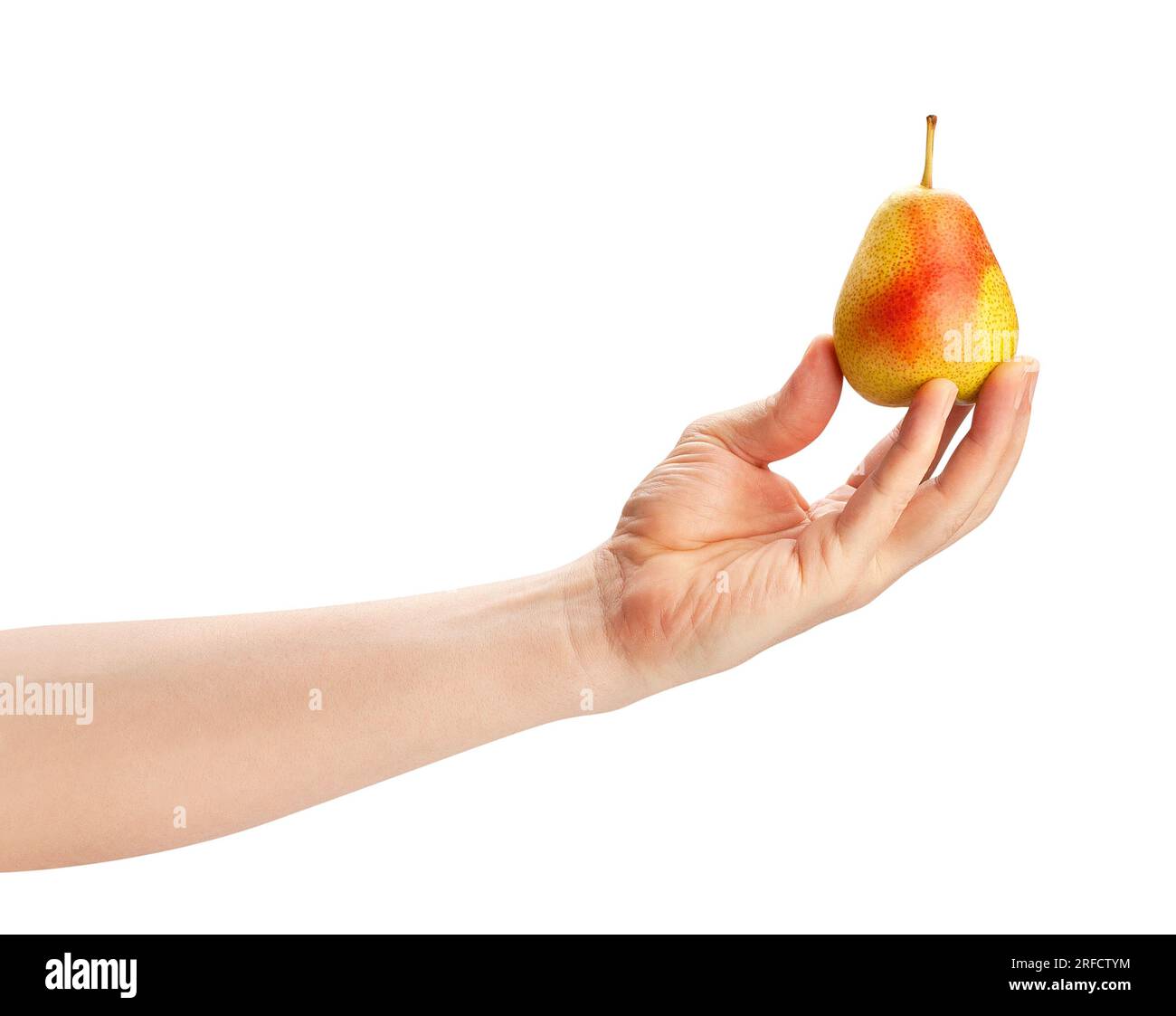 pear in hand path isolated on white Stock Photo - Alamy