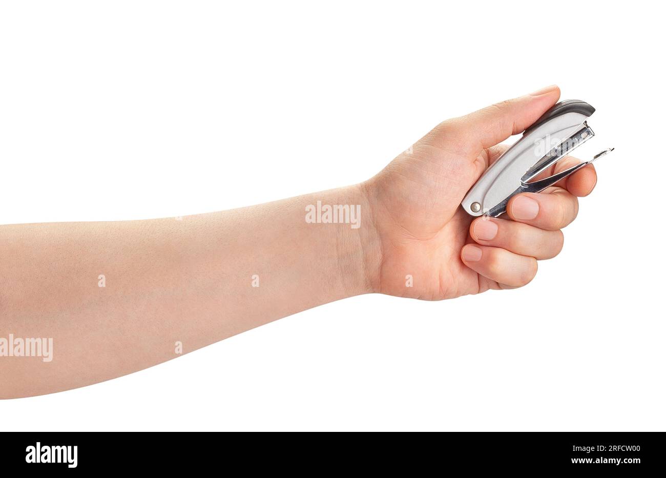 stapler in hand path isolated on white Stock Photo - Alamy