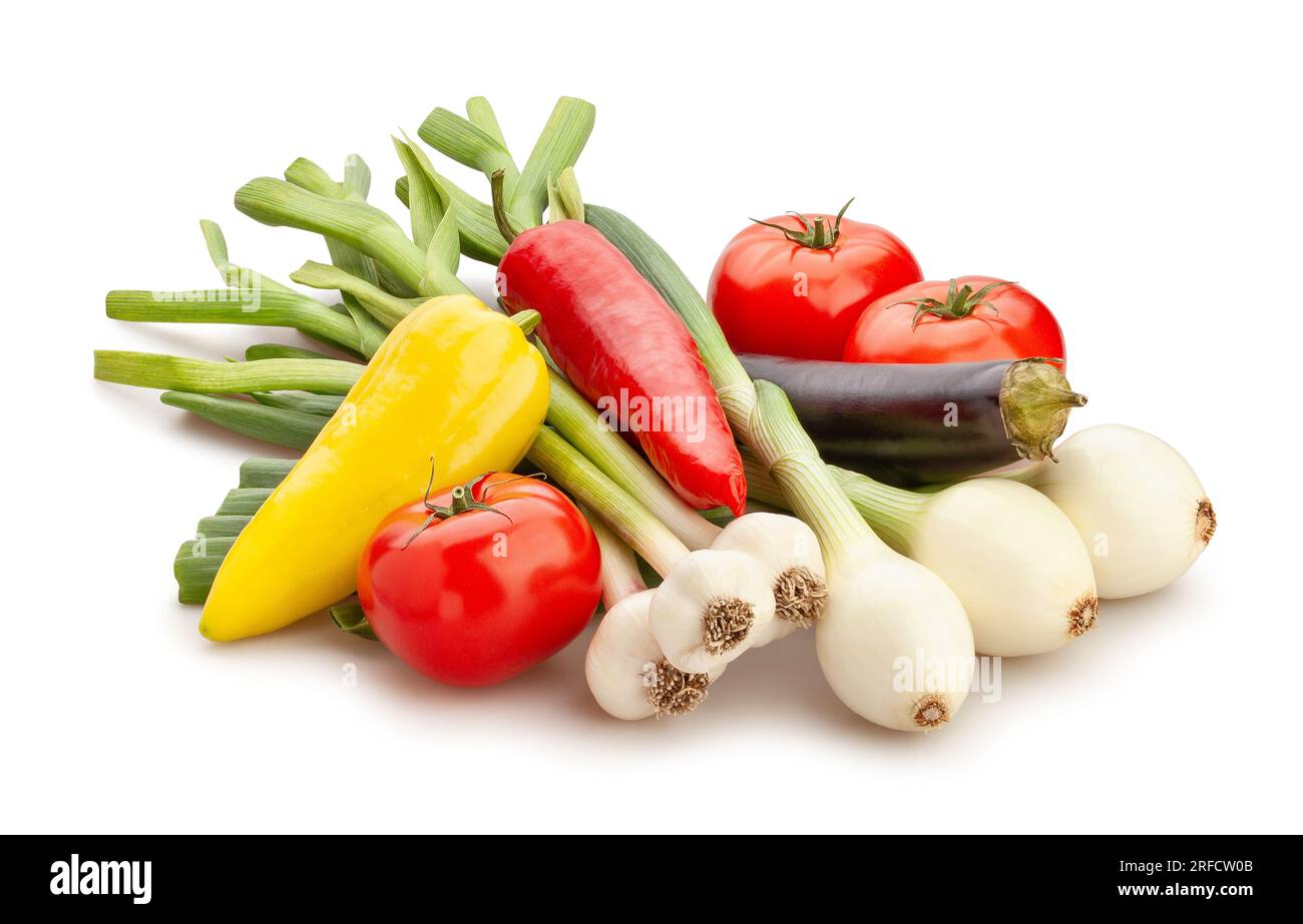 vegetable mix path isolated on white Stock Photo - Alamy