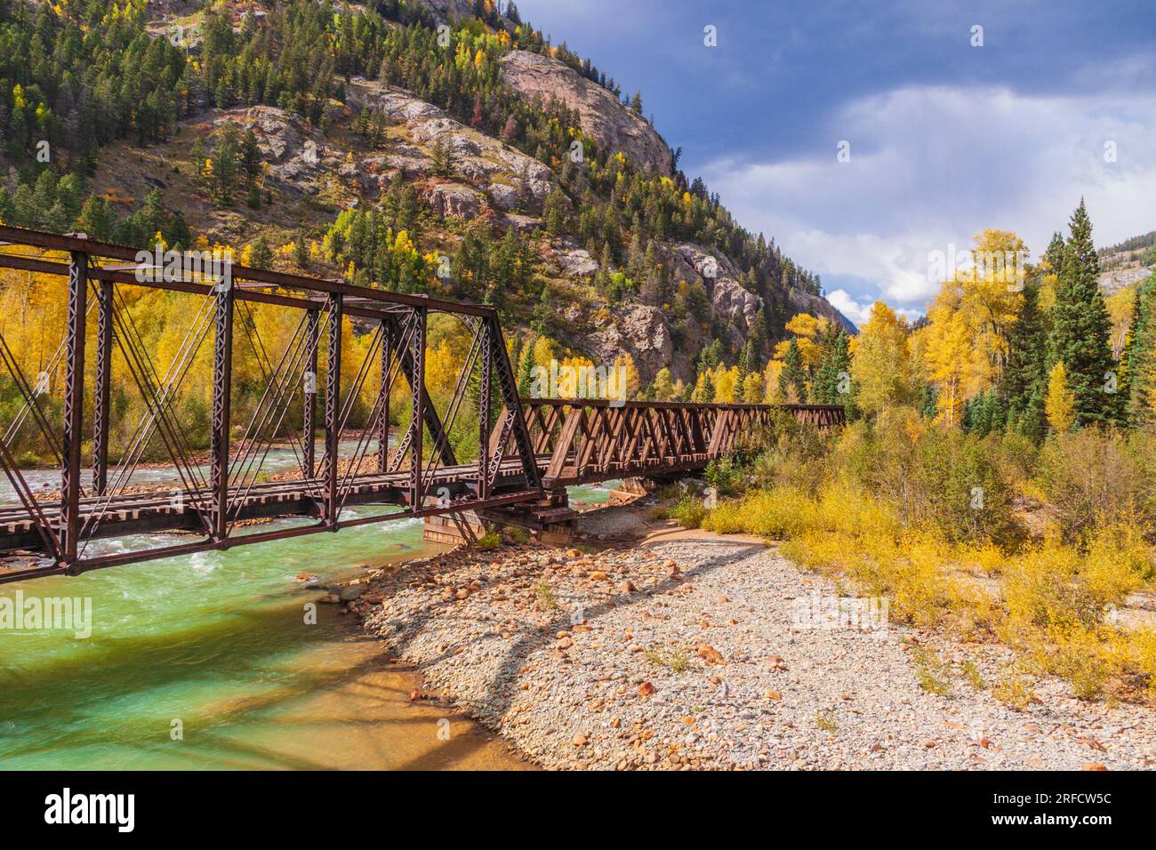 Abandoned railroad bridge on the Durango and Silverton Narrow Gauge ...