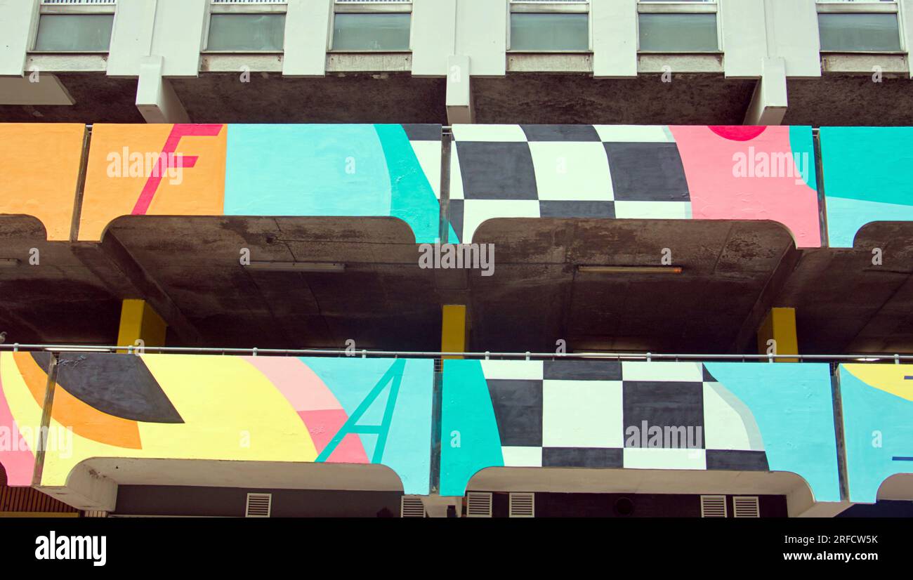 Glasgow, Scotland, UK 31st July, 2023. UCI brutalist car park street ...