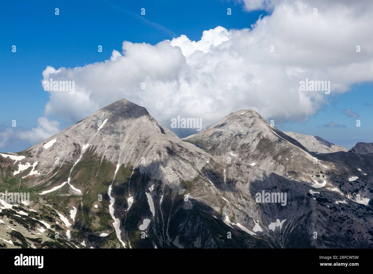 Peak Vihren view in Pirin National Park, Bulgaria. Beautiful landscape ...