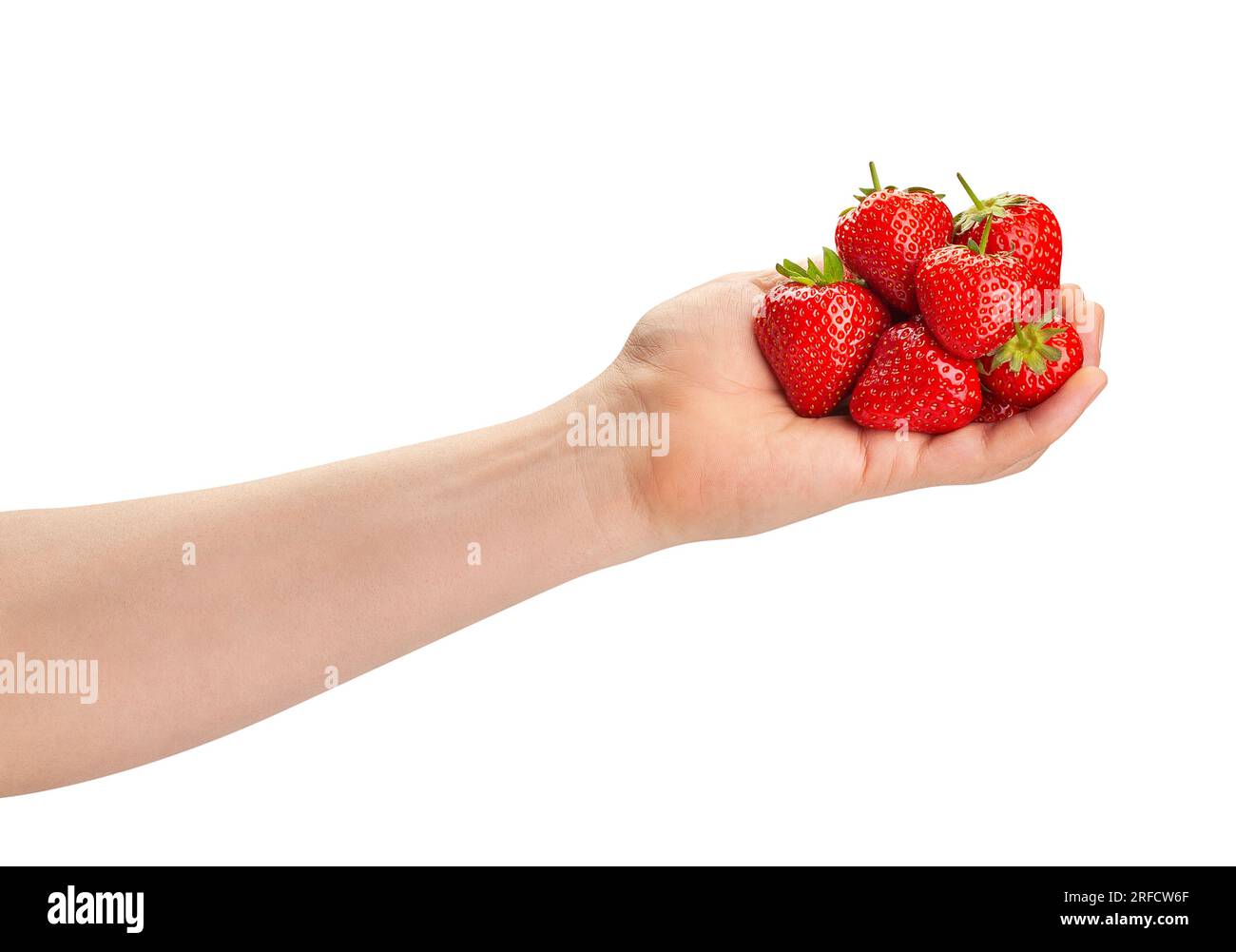 strawberry in hand path isolated on white Stock Photo - Alamy