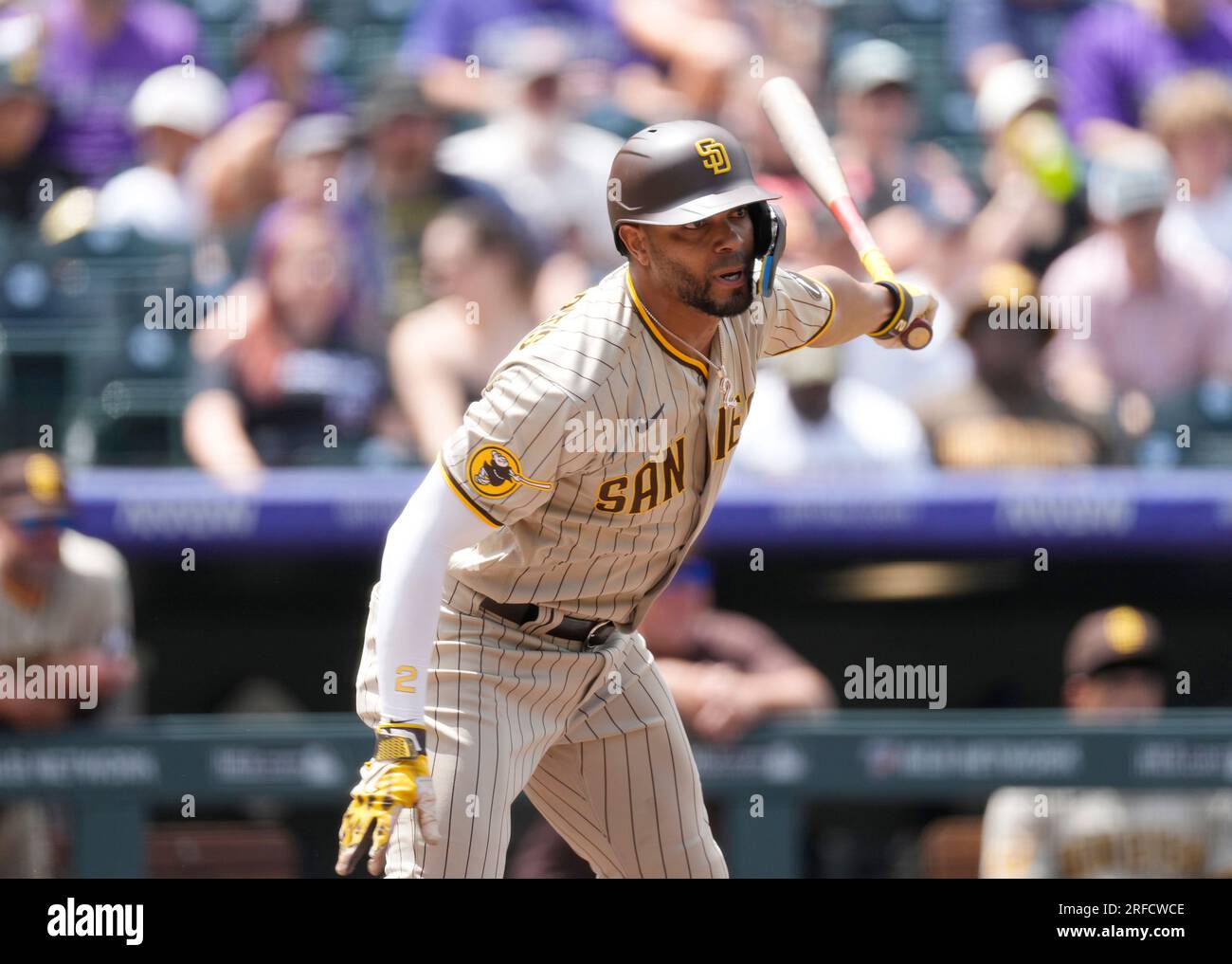 San Diego Padres' Xander Bogaerts singles against Colorado Rockies ...
