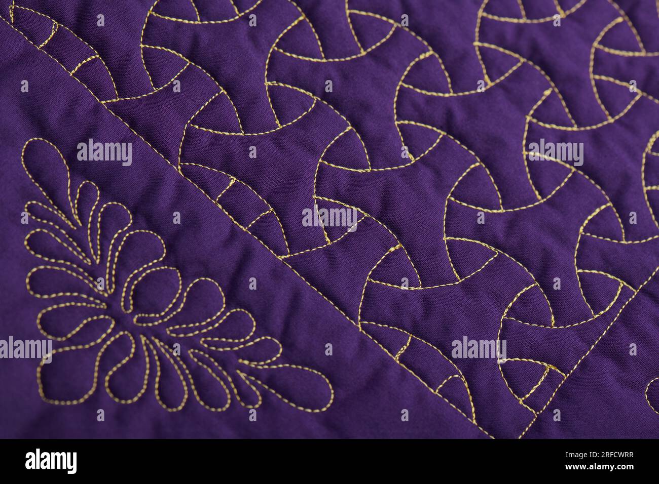 Fragment of quilting by free-motion machine technique Stock Photo - Alamy