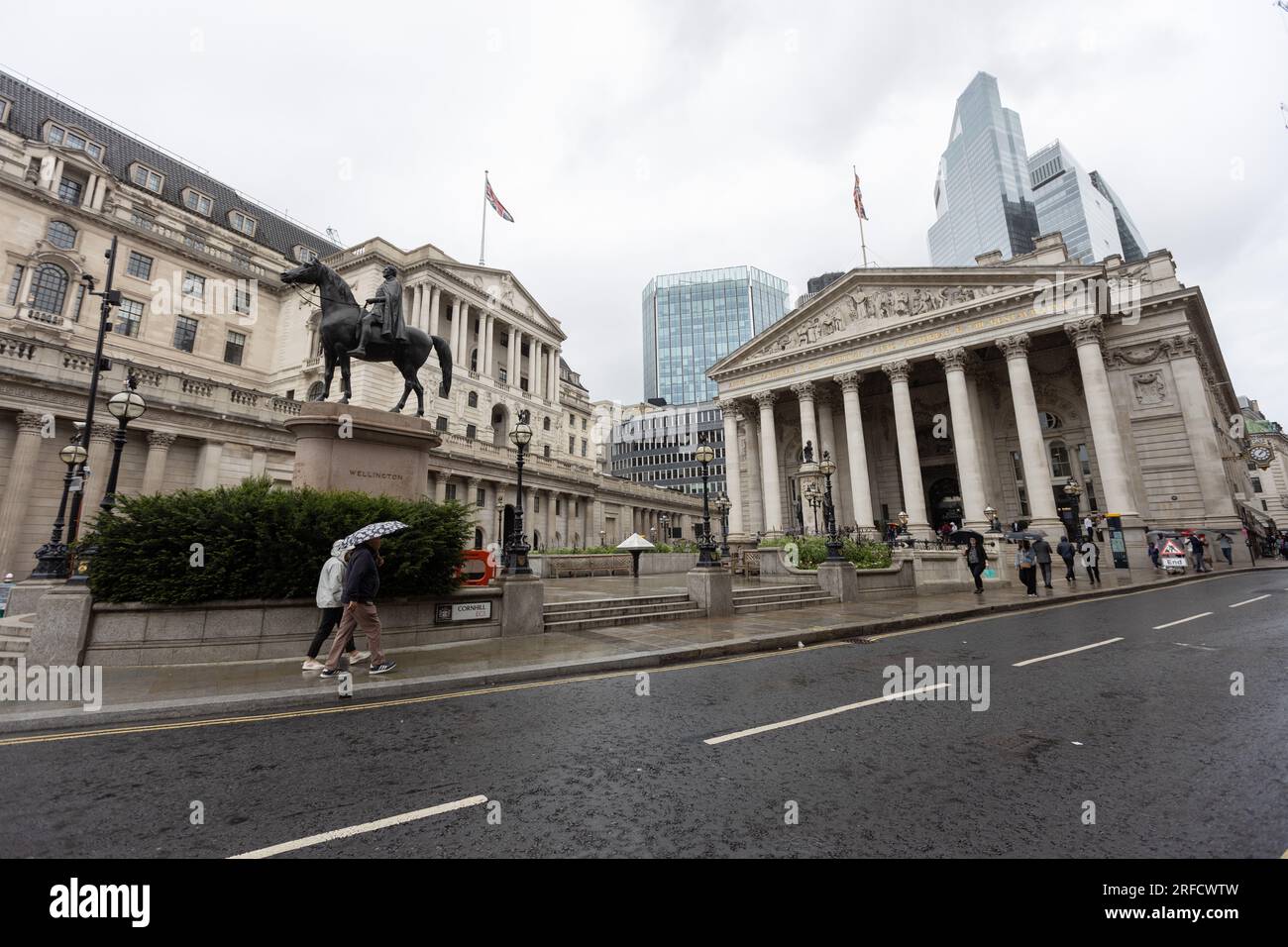 London, UK. 2 August 2023. The exterior of the Bank of England Stock ...