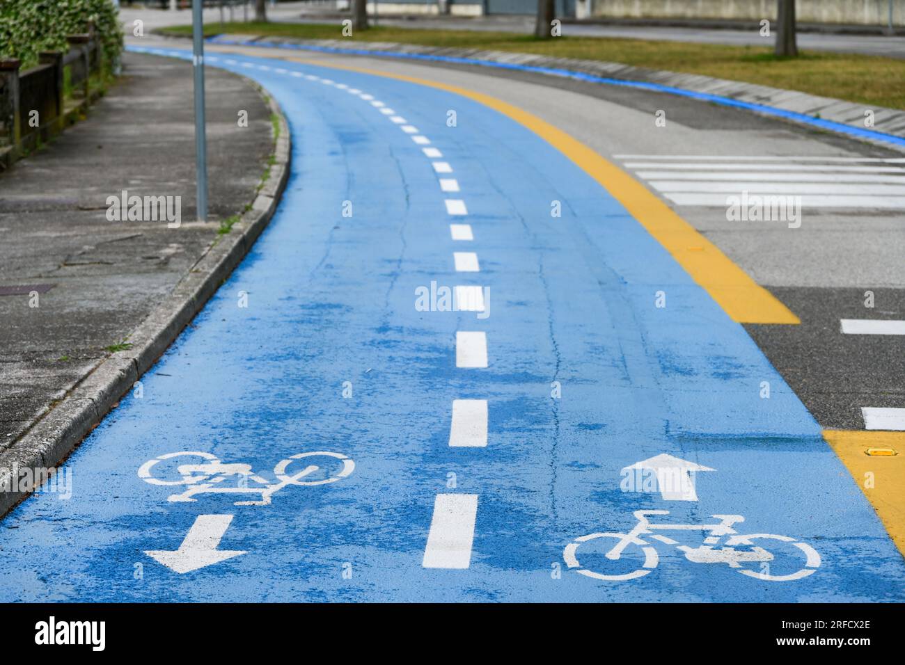 Bike lane bike lane with blue painted on roadway with white bike ...