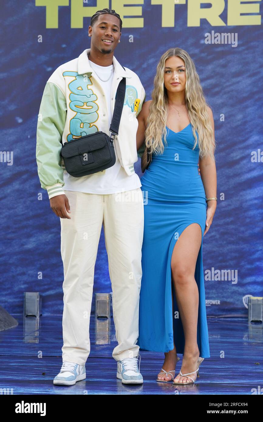 Andre Alexis Jr and Lucie Lechartier attending a screening of Meg 2 ...