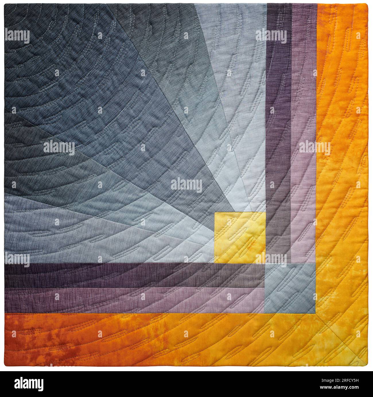 Gray and orange abstract geometric modern mini quilt Stock Photo - Alamy