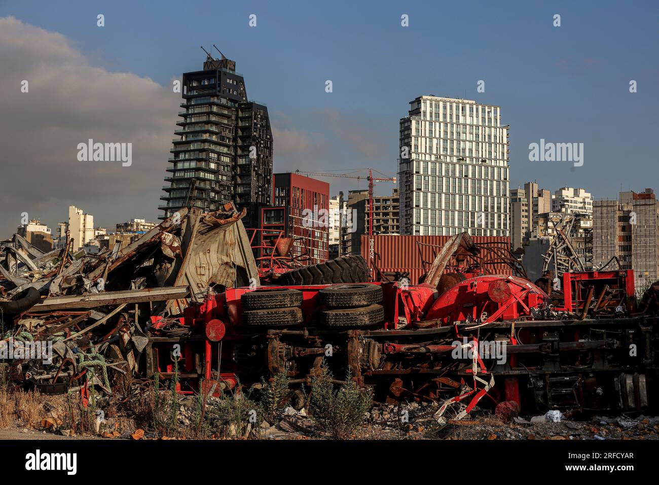 Beirut, Lebanon. 02nd Aug, 2023. Rubble, twisted iron and destroyed ...