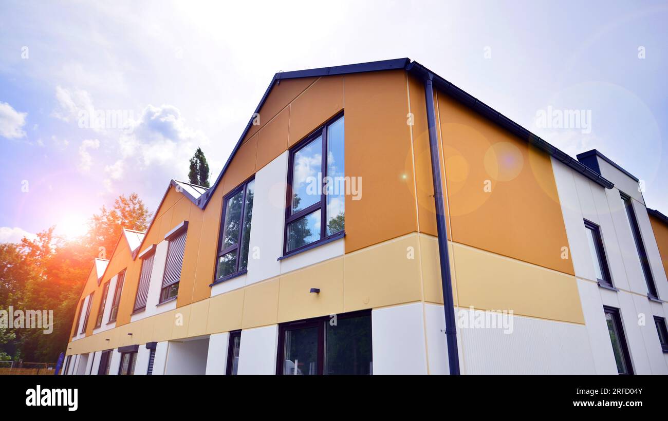 New single family houses in a new development area. Residential homes ...