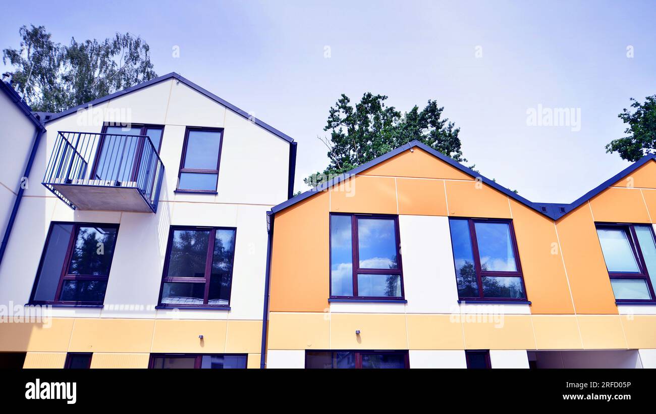 New single family houses in a new development area. Residential homes ...