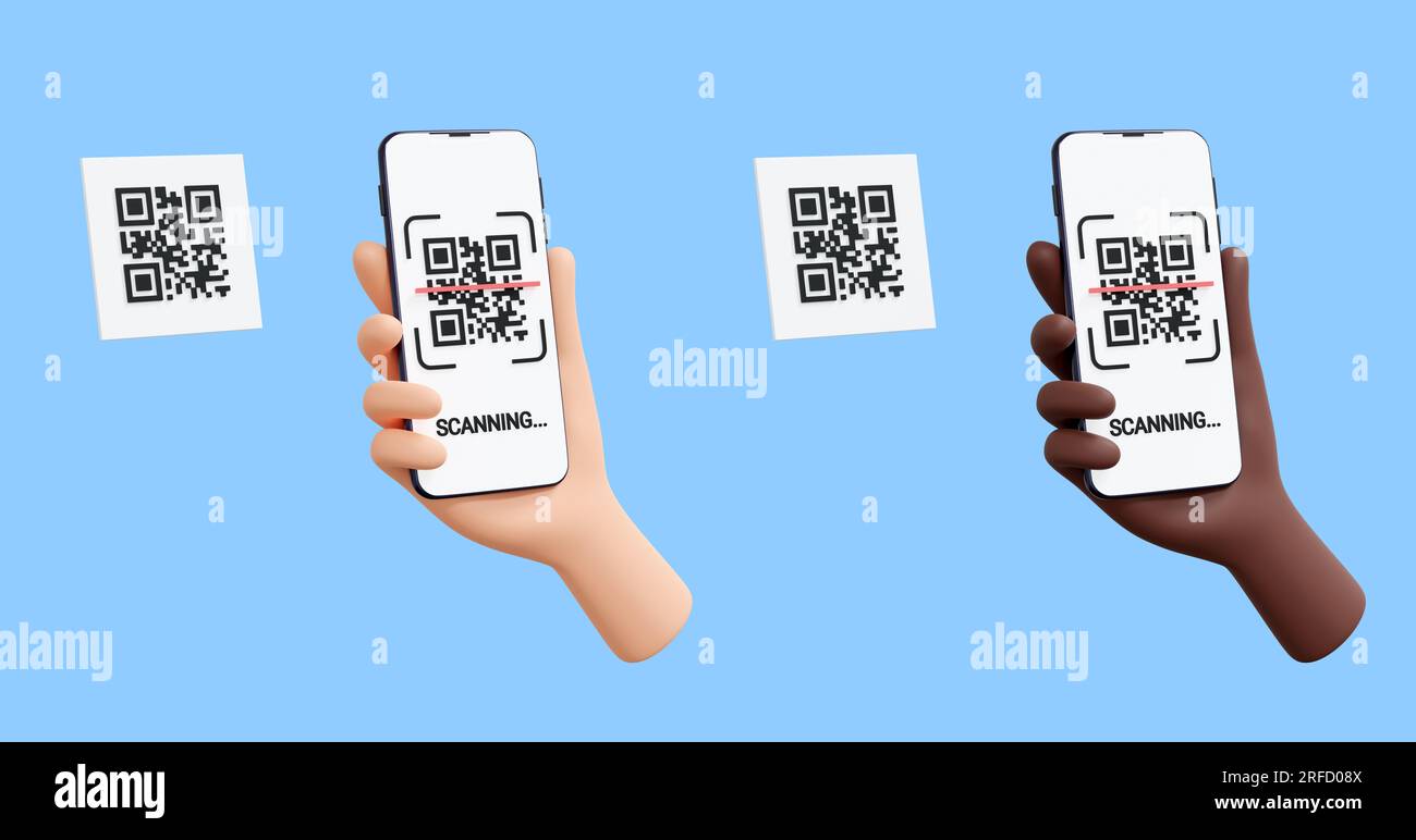 QR code scanning and reading 3d render illustration Stock Photo - Alamy