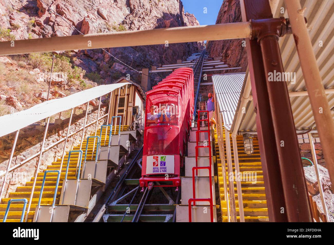 Incline Railway at the Royal Gorge Bridge Park in Colorado. Bridge over ...