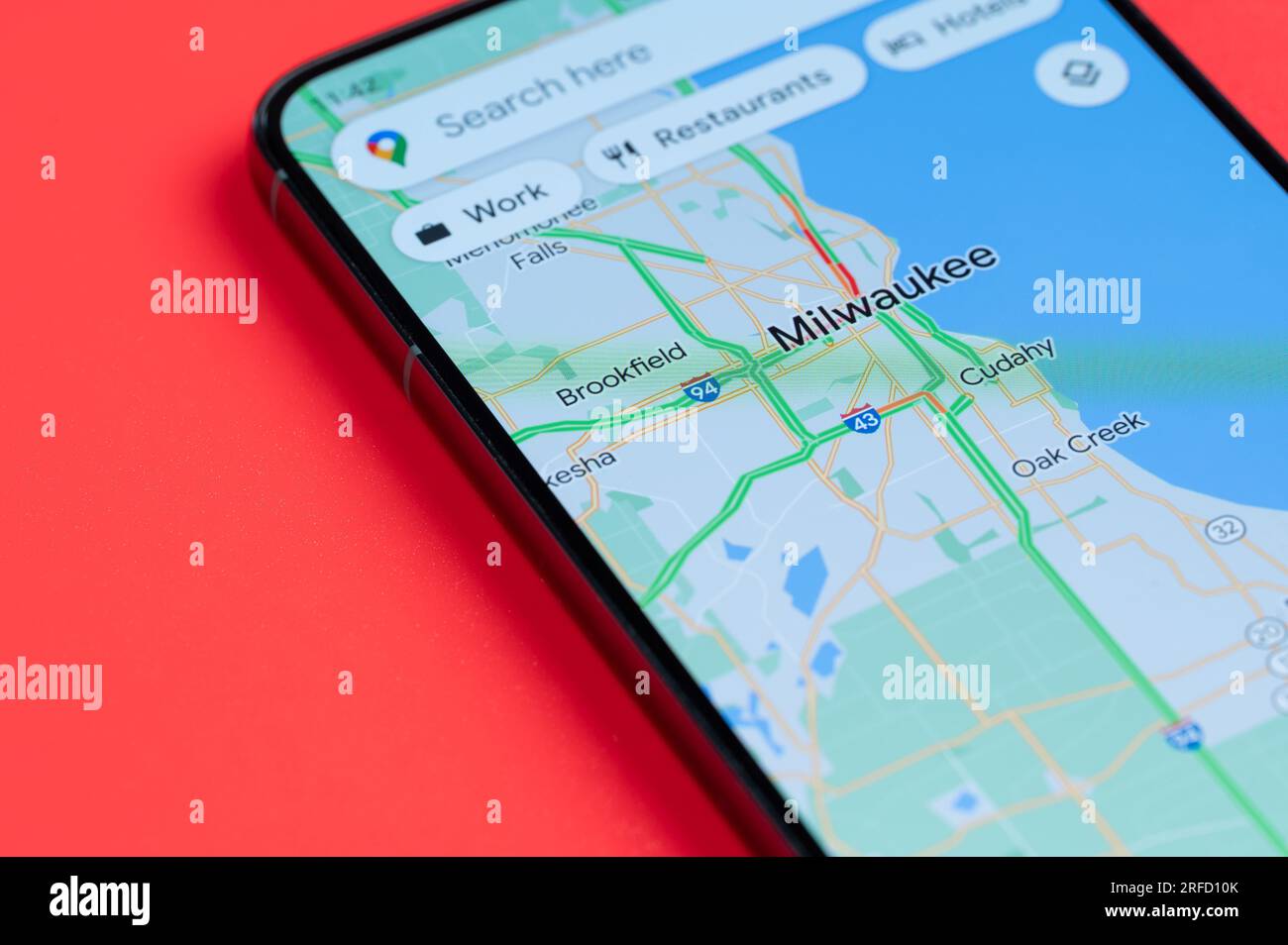 New York, USA - July 21, 2023: Map of traffic jams in Milwaukee on ...