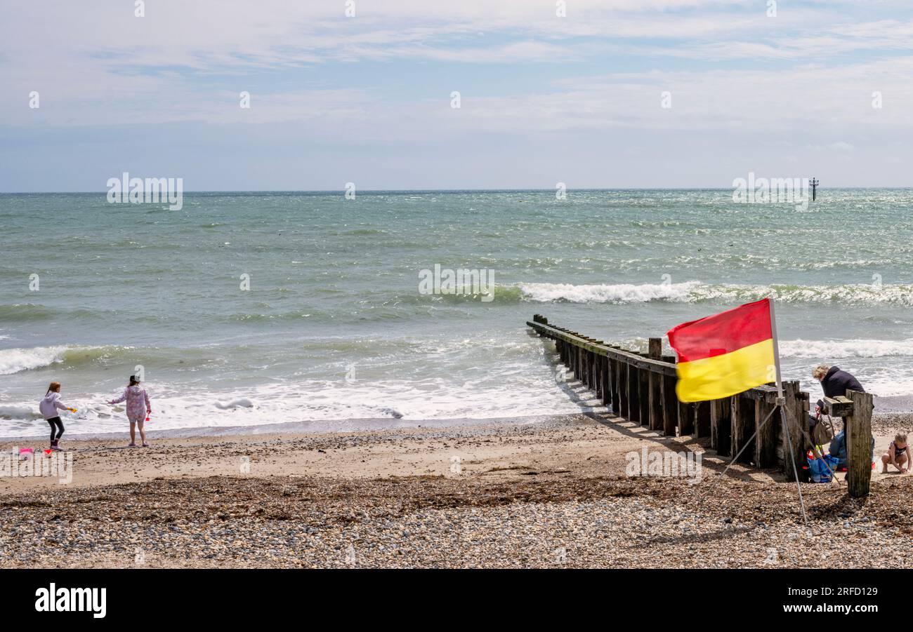 Promenade and beach at Littlehampton, West Sussex, UK, in summer ...