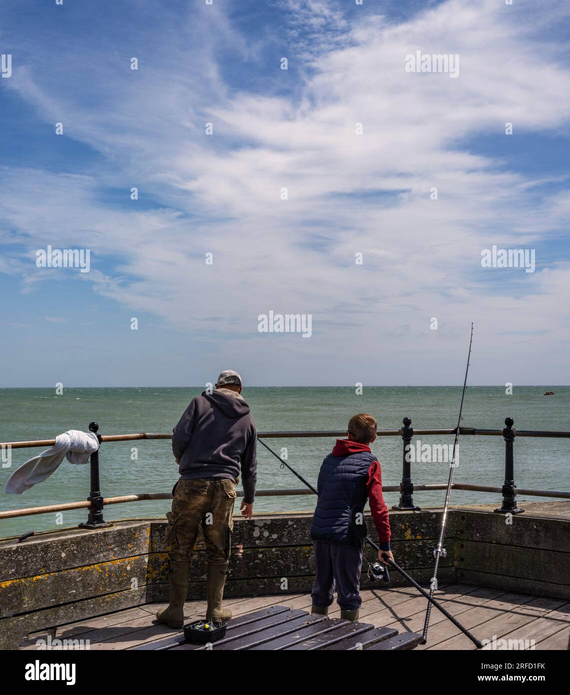 Promenade and beach at Littlehampton, West Sussex, UK, in summer ...