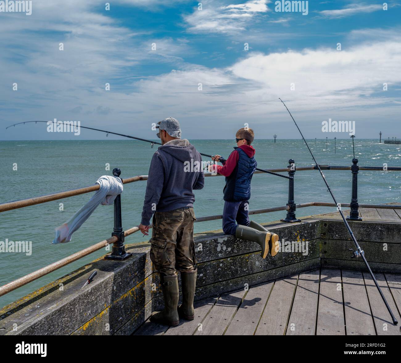 Promenade and beach at Littlehampton, West Sussex, UK, in summer ...