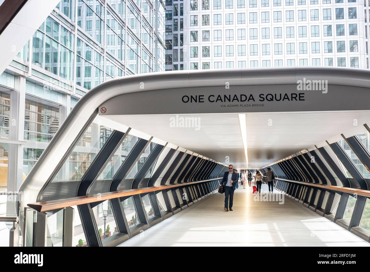 Canary Wharf Office Workers, Adams Plaza Bridge from One Canada Square ...