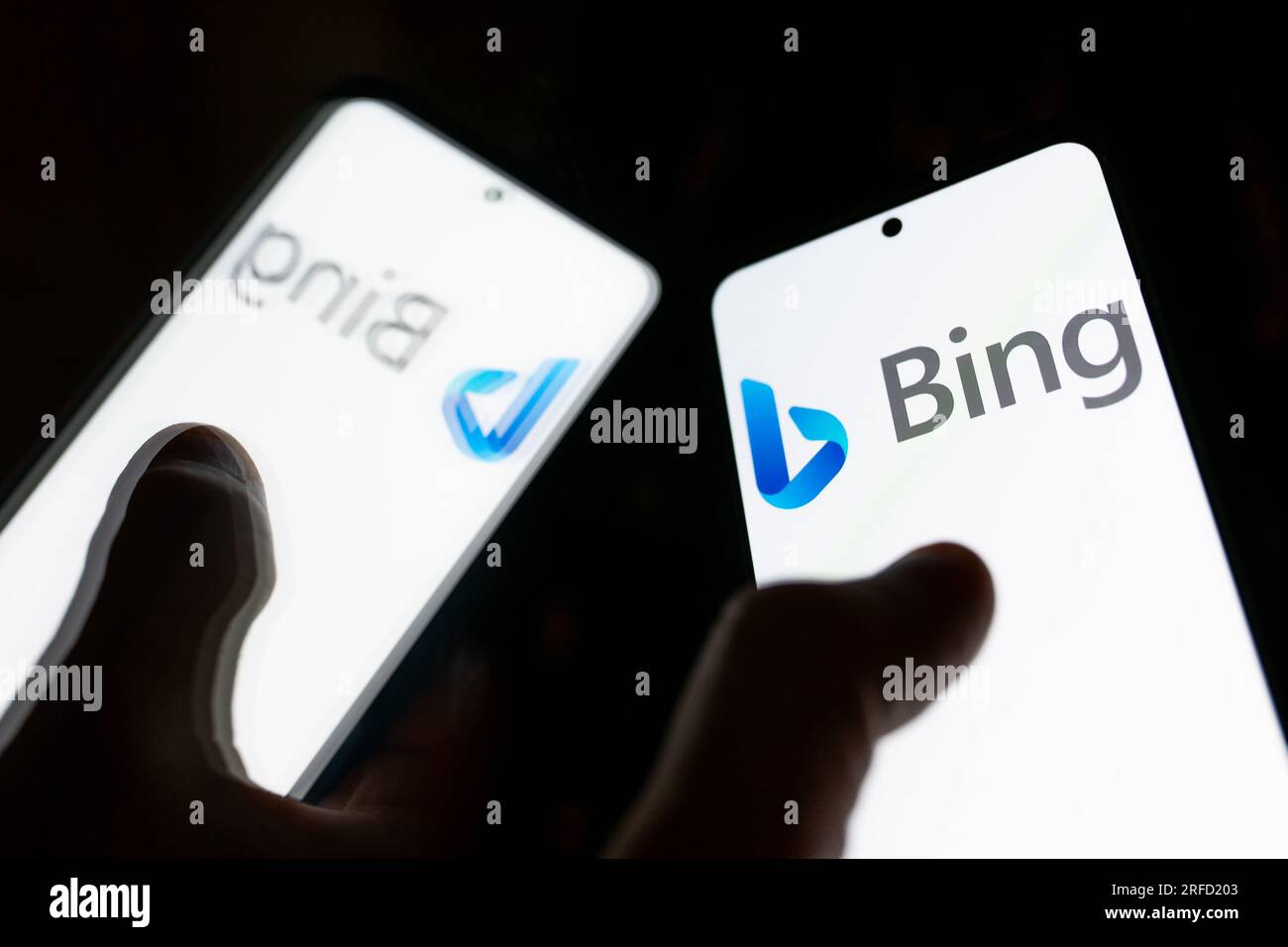 In this photo illustration a Bing logo seen displayed on a smartphone ...