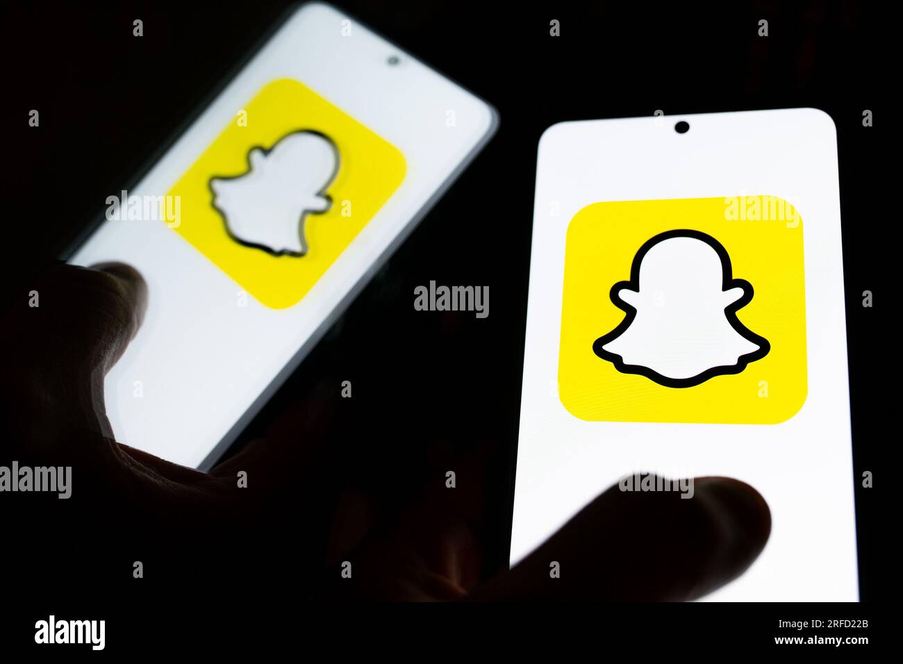 In this photo illustration a Snapchat logo seen displayed on a ...