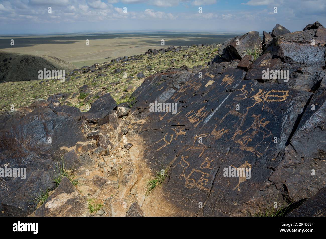 The Khavtsgait Petroglyphs dating from between 8000 BC and 3000 BC in ...